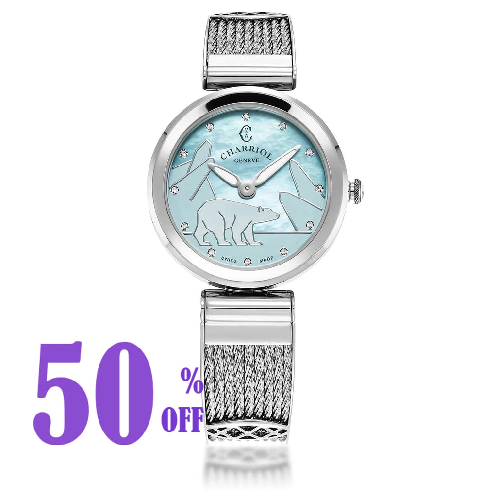 FOREVER™, 30MM, QUARTZ CALIBRE, STEEL BEZEL, ICE BLUE POLAR BEAR DIAL,
